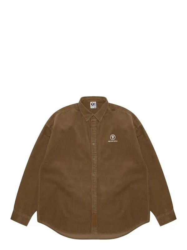 AAPE BY *A BATHING APE Moonface Logo Long Sleeve Shirt 'beige - Tan