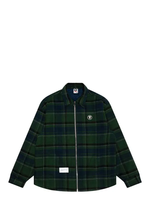 AAPE BY *A BATHING APE Moonface Logo Check Zip-up Jacket /white - Green