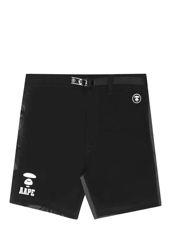 AAPE BY *A BATHING APE Moonface Belted Camo Shorts - Black