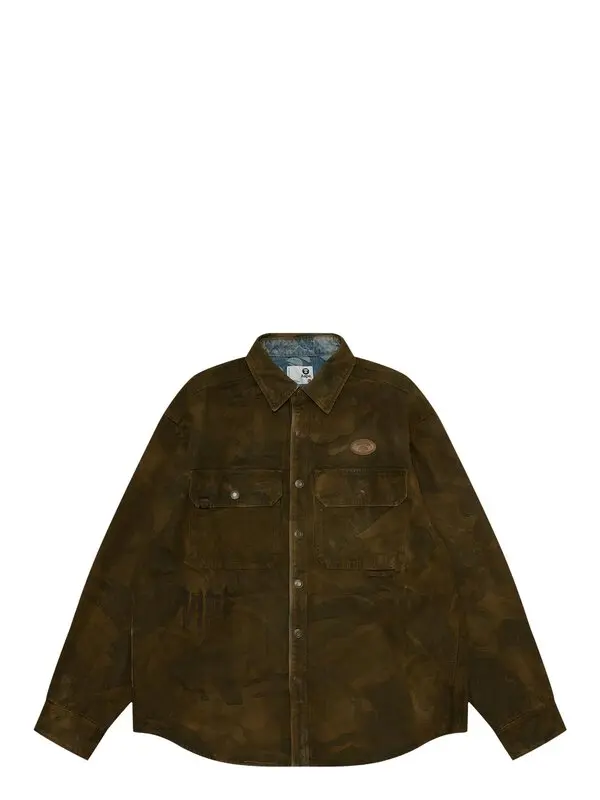 AAPE BY *A BATHING APE Moonface Logo Long Sleeve Shirt /blue - Brown