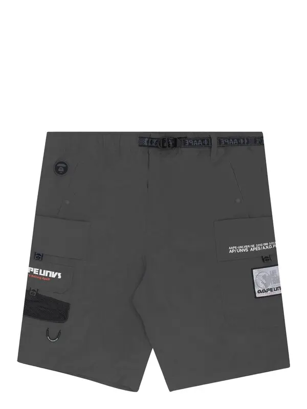 AAPE Moonface Belted Cargo Shorts - Grey