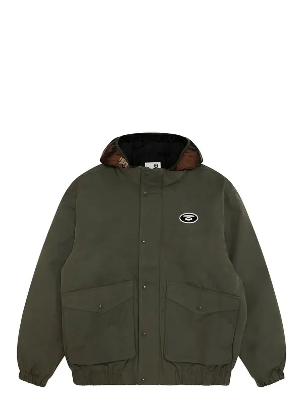 AAPE BY *A BATHING APE Moonface Hooded Down Jacket 'khaki/grey - Tan