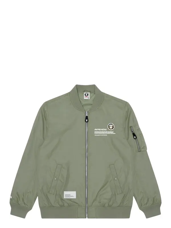 AAPE Moonface Patch Zip-up Bomber Jacket 'khaki/light - Tan