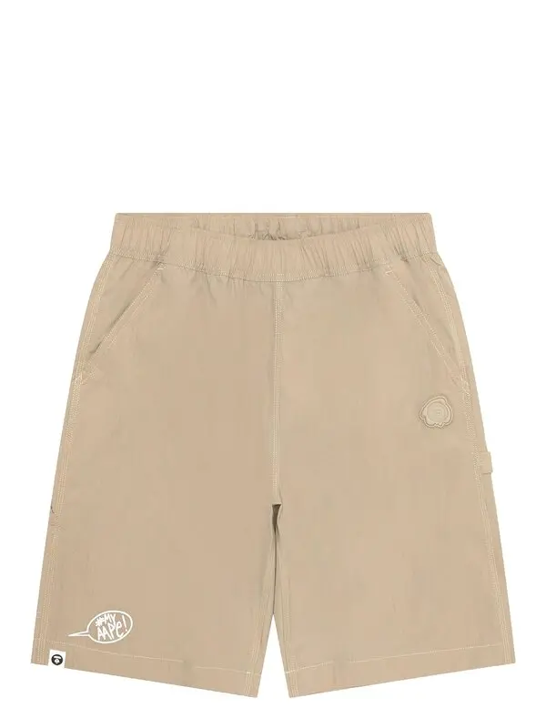 AAPE BY *A BATHING APE Moonface Logo Patch Shorts 'beige/grey - Tan
