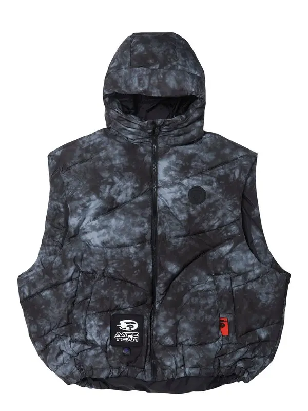 AAPE Moonface Patch Tie-dye Down Vest /light - Black