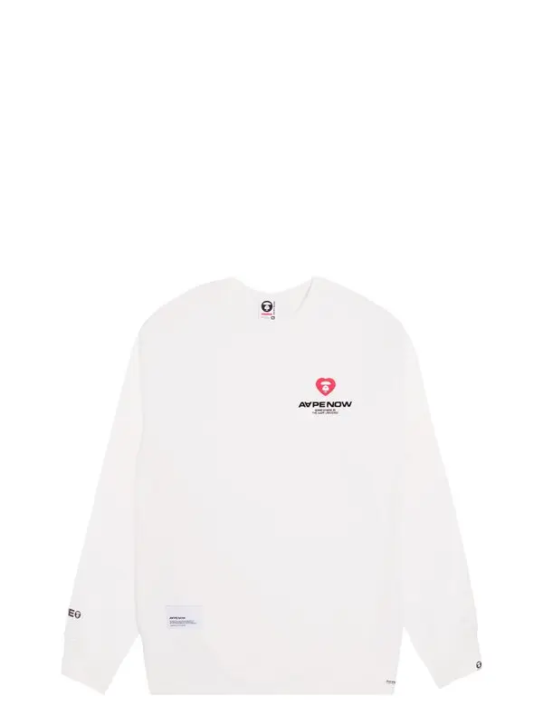 AAPE BY *A BATHING APE Moonface Heart Patch Sweatshirt 'ivory - Cream