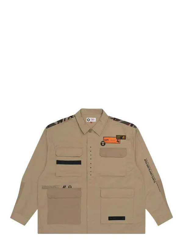AAPE BY *A BATHING APE Moonface Military Shirt 'beige - Tan