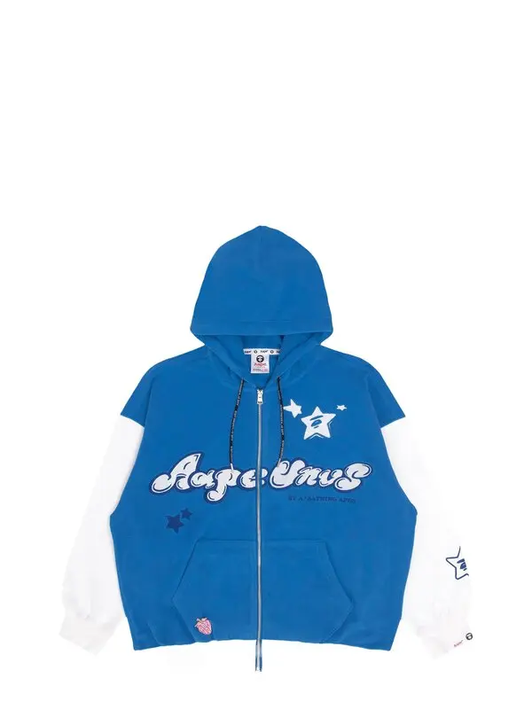 AAPE Moonface Panelled Fleece Zip-up Hoodie - Blue