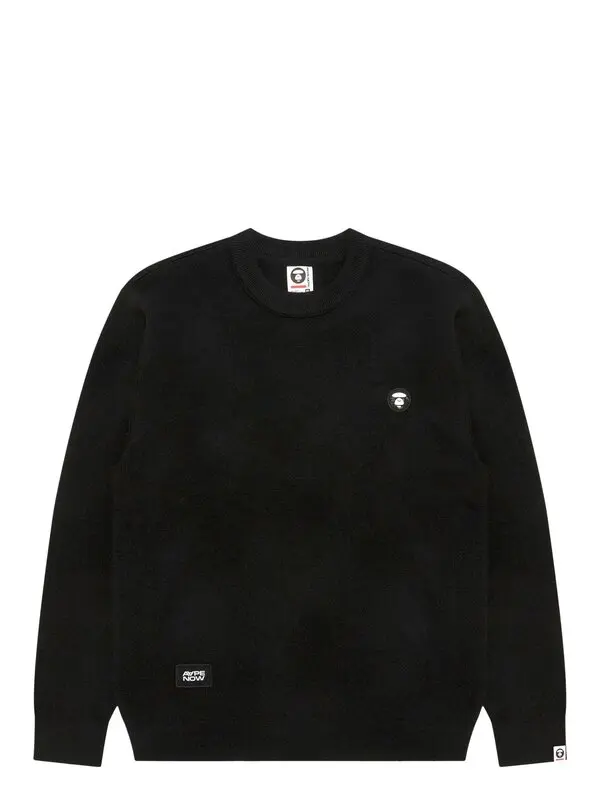 AAPE Now Moonface Crew Neck Sweater - Black