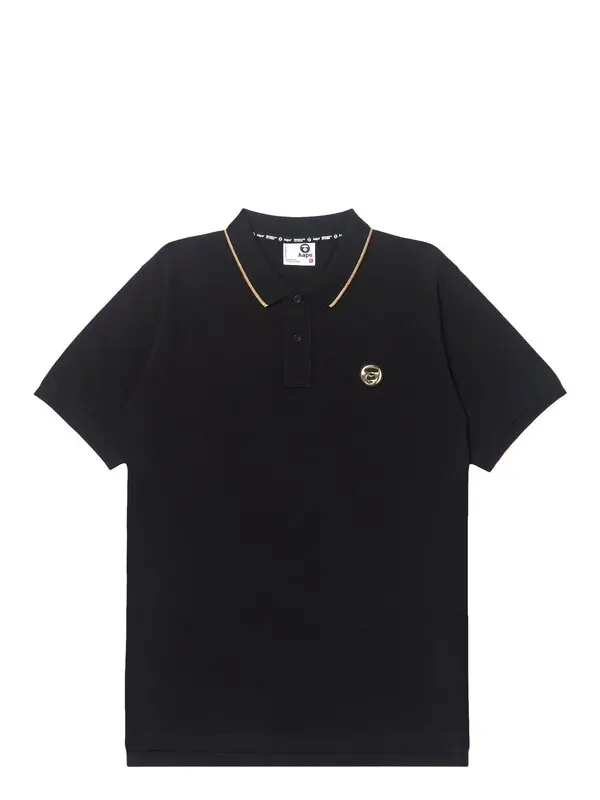 AAPE BY *A BATHING APE Moonface Patch Tipped Polo - Black