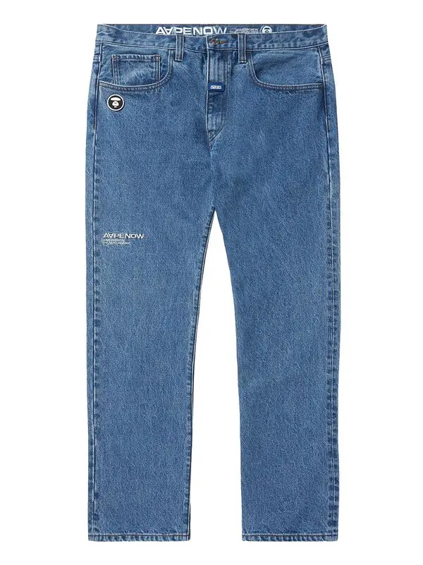 AAPE BY *A BATHING APE Moonface Patch Straight Jeans - Blue