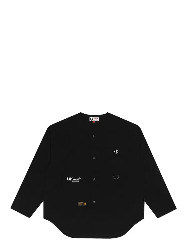 AAPE BY *A BATHING APE Collarless Logo Shirt - Black