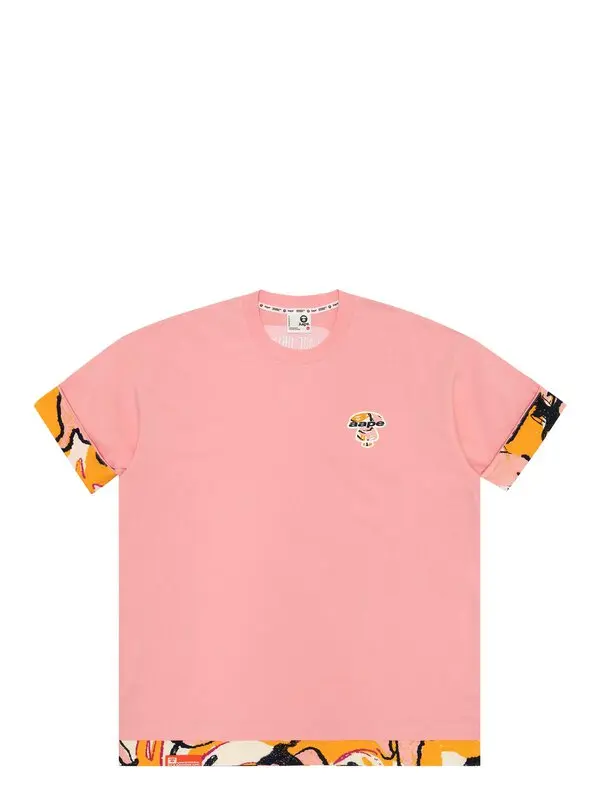 AAPE Moonface Contrasting-trimmed Tee /light - Pink