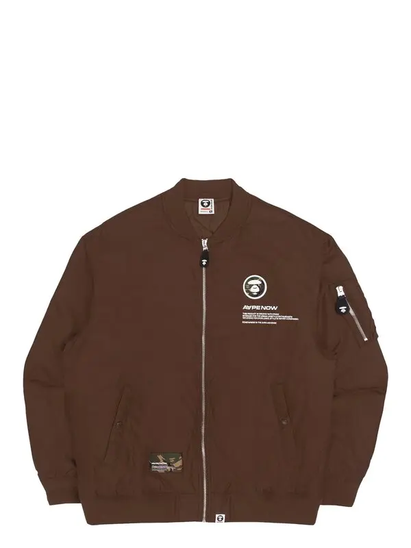 AAPE Moonface Zipped Bomber Jacket /dark - Brown