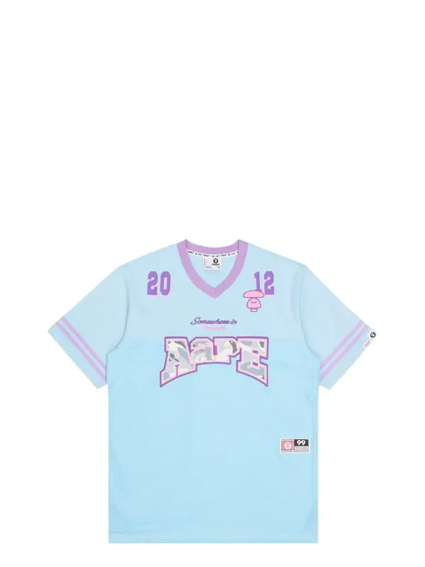 AAPE Moonface Embroidered Mesh-panelled T-shirt Dress /light - Blue