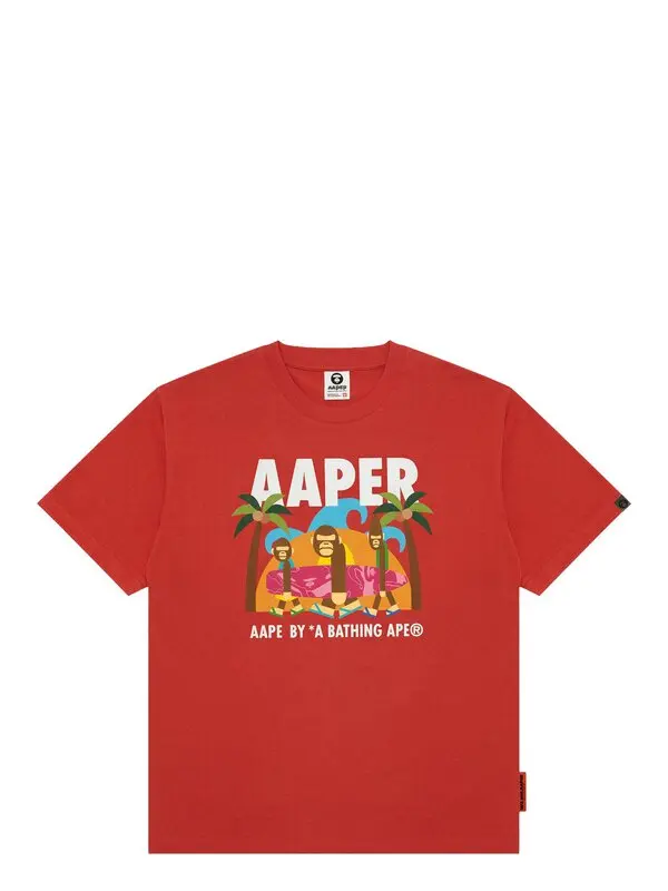 AAPE R Graphic Tee /orange - Red