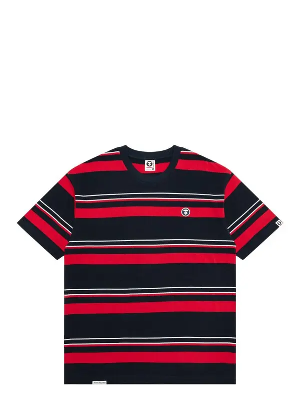AAPE Moonface Logo Stripe Tee 'navy/red - Blue