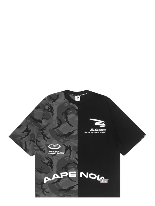 AAPE Moonface Camo Colour Blocked Tee - Black