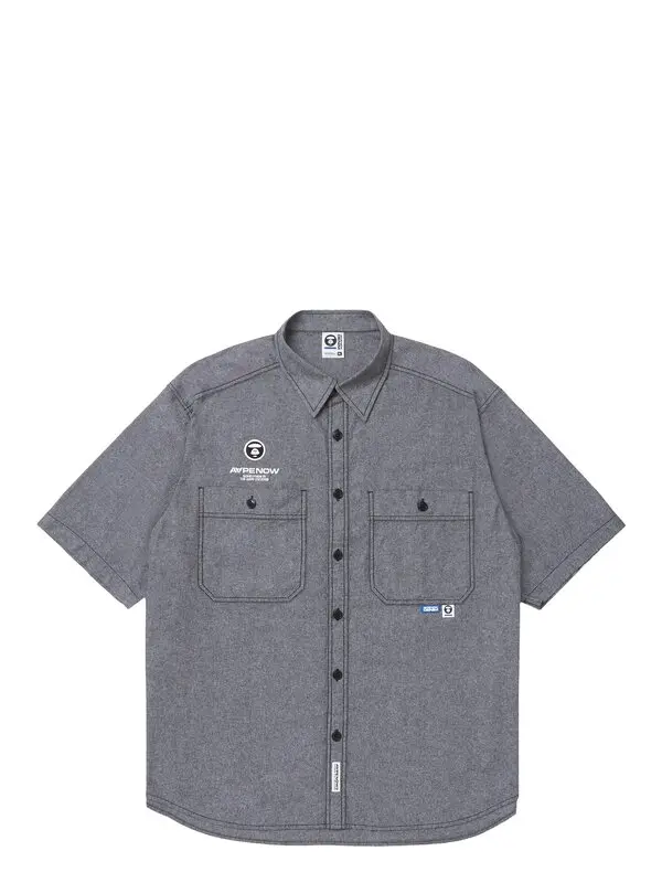 AAPE Moonface Embroidered Short-sleeve Shirt - Black