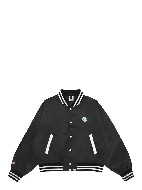 AAPE Moonface Embroidered Bomber Jacket /dark - Grey