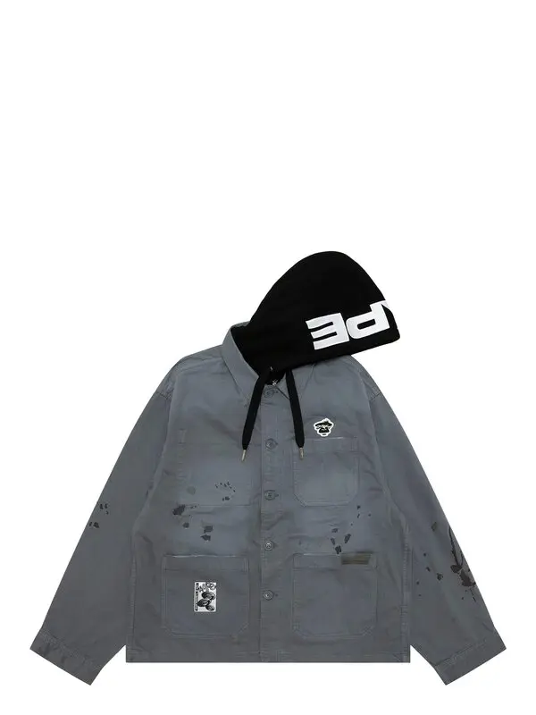 AAPE Hooded Button Down Jacket - Grey