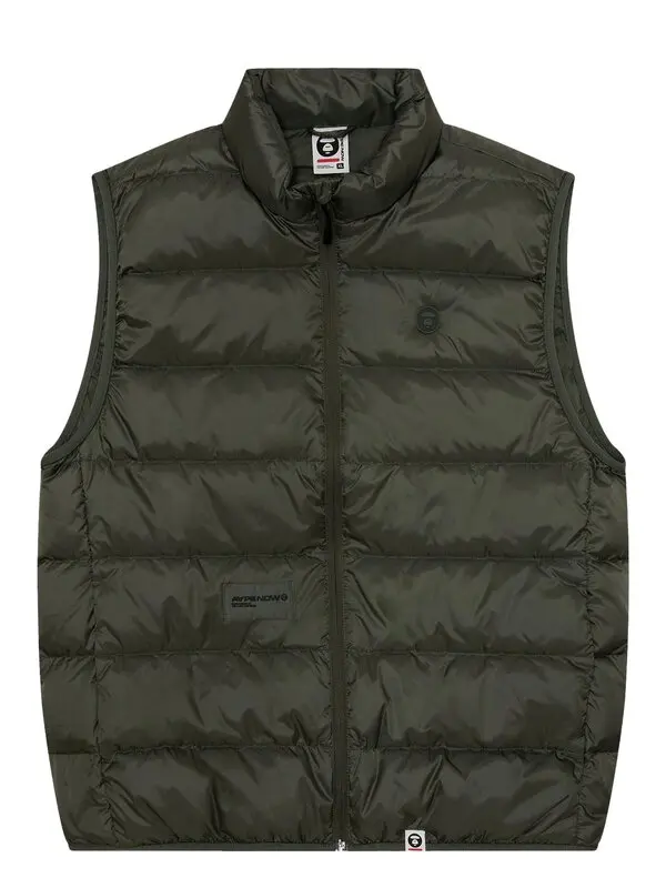 AAPE Moonface Logo Down Vest 'khaki/grey - Tan