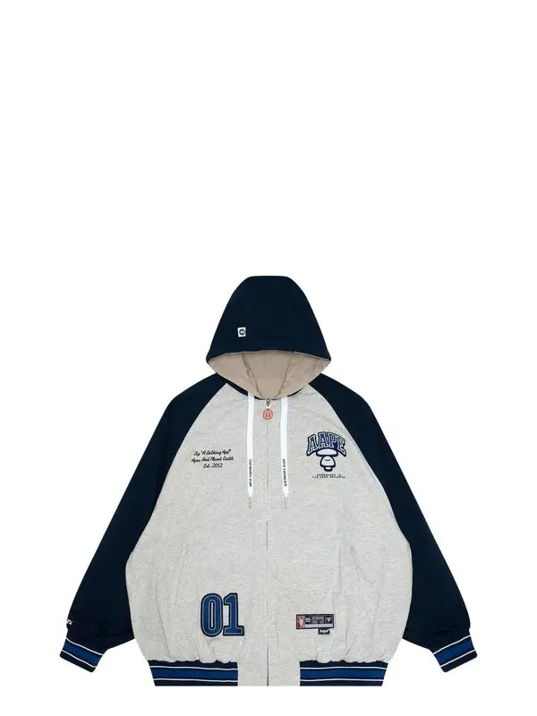 AAPE BY *A BATHING APE Moonface Embroidered Reversible Zip-up Hoodie 'navy - Blue