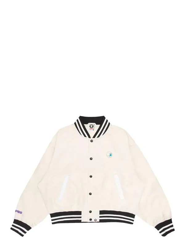 AAPE Moonface Embroidered Bomber Jacket 'ivory - Cream