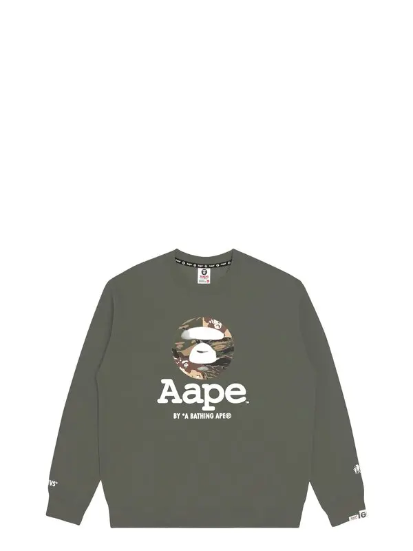 AAPE Moonface Camo Print Sweatshirt 'khaki/grey - Tan