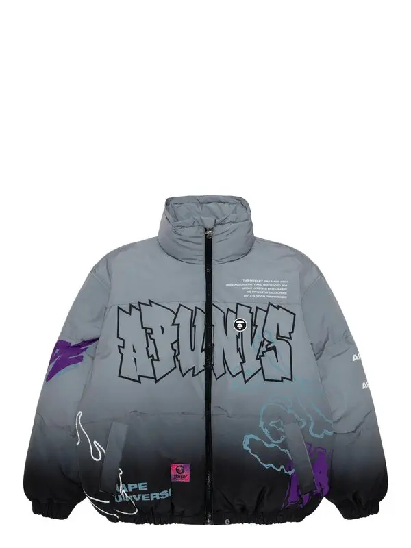AAPE BY *A BATHING APE Moonface Gradient Graphics Down Jacket - Grey