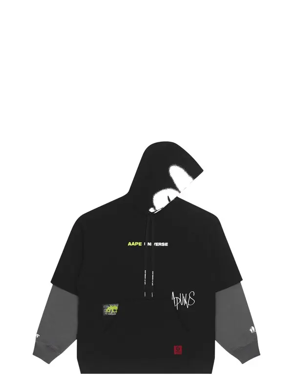 AAPE Moonface Layered Hoodie - Black