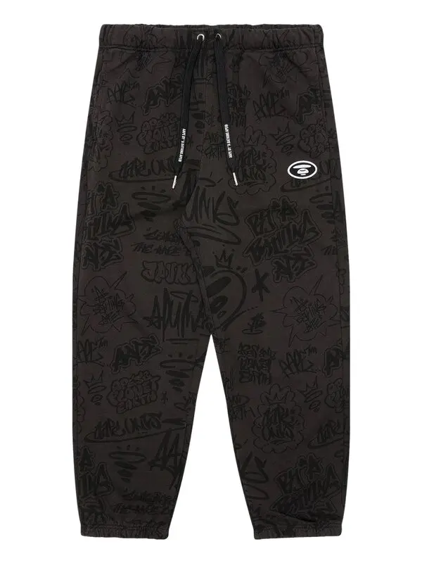 AAPE BY *A BATHING APE Moonface Graffiti-patterned Sweatpants /black - Grey