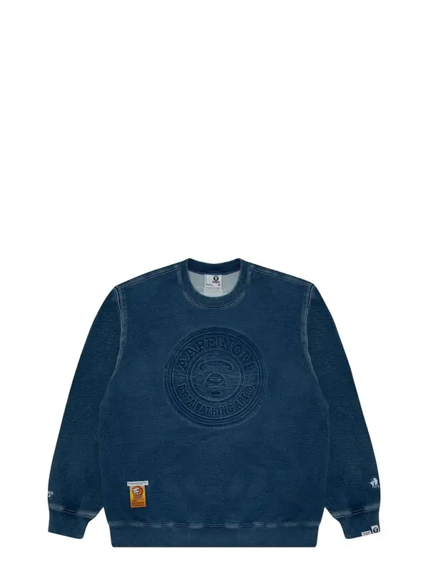 AAPE Moonface Washed Fleece Sweatshirt - Blue