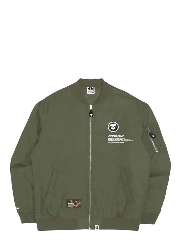 AAPE Moonface Zipped Bomber Jacket 'khaki/dark - Tan