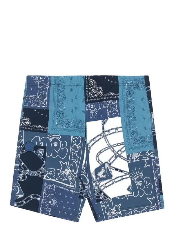 AAPE Moonface Bandana Shorts /white - Blue