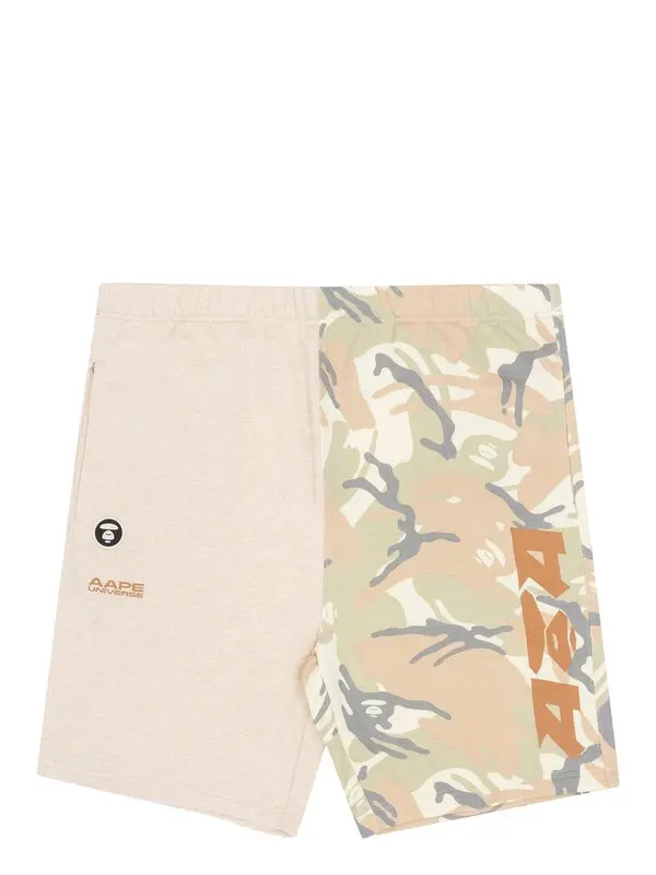 AAPE BY *A BATHING APE Moonface Colour Blocked Sweat Shorts 'beige/heather - Tan