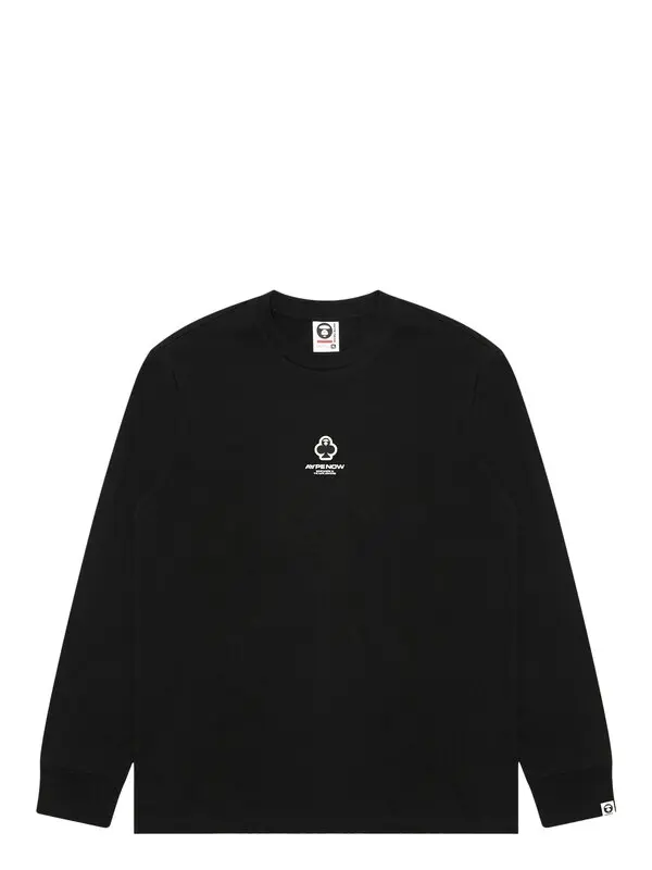 AAPE Now Clover Moonface Long Sleeve Tee - Black