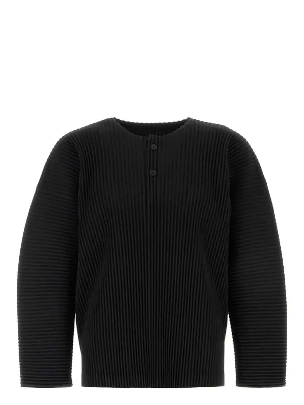 Issey Miyake Monthly Colors September Pleated Knit Top - Black