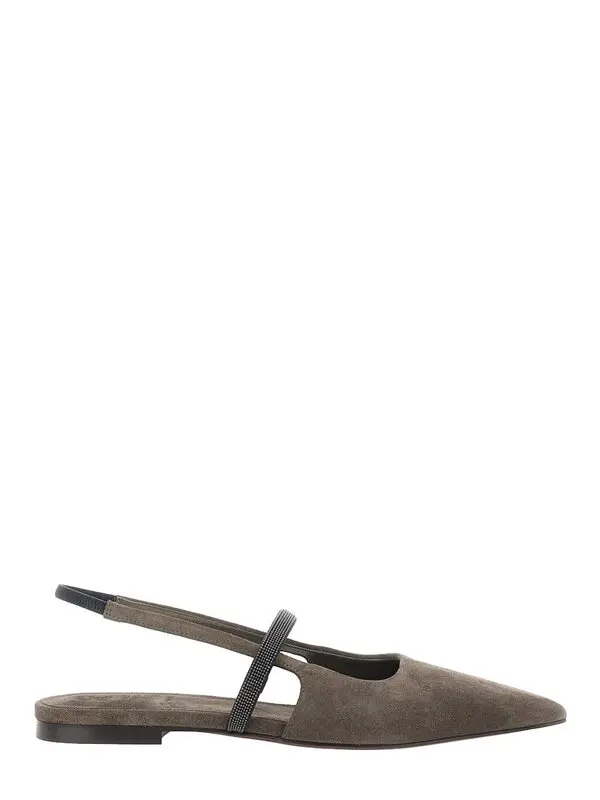 Brunello Cucinelli Mini Ballet Flats In Smooth Leather - Brown