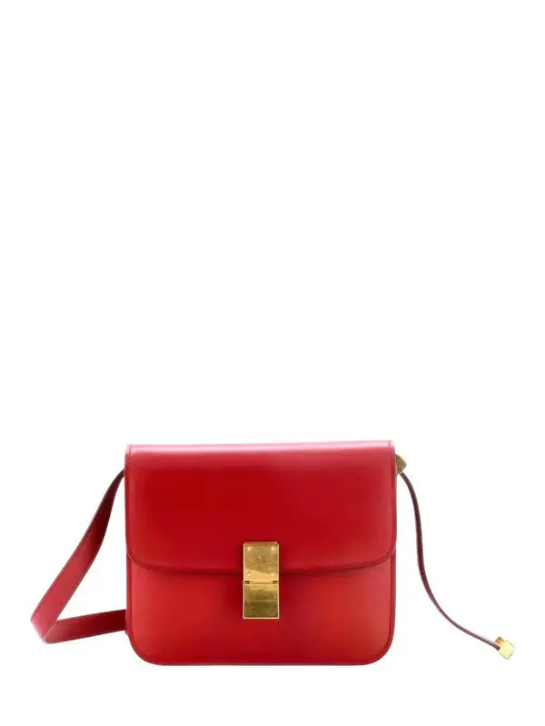 Celine Classic Box Bag Smooth Leather Teen Shoulder Bag - Red