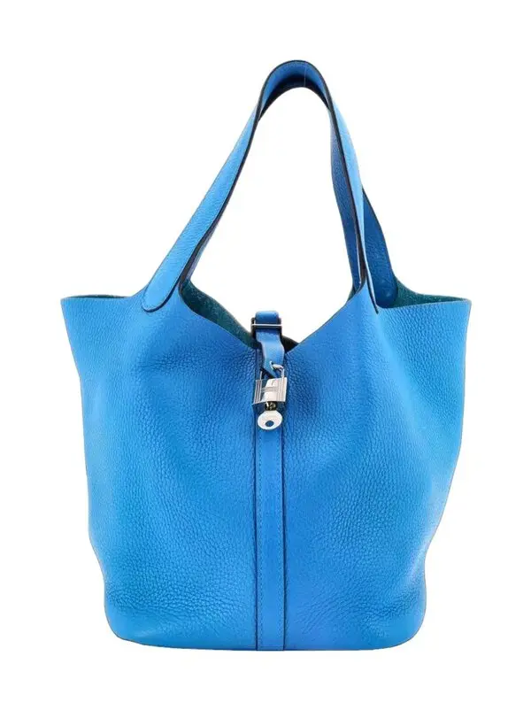 Hermès Picotin Lock Bag Clemence Mm Bucket Bag - Blue