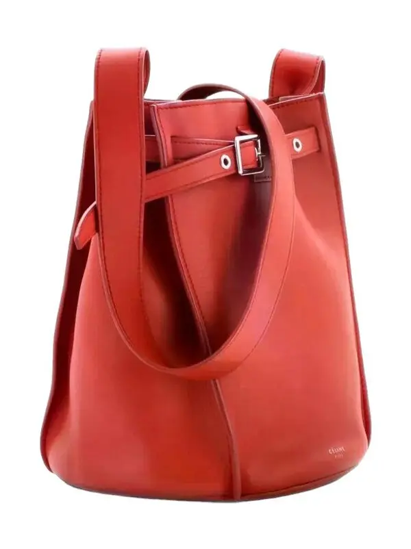Celine Long Strap Big Bag Leather Bucket Bag - Red