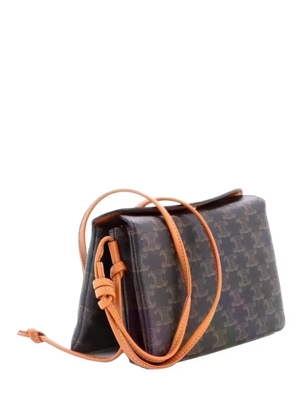 Celine Trio Flap Triomphe Coated Canvas Crossbody Bag - Brown