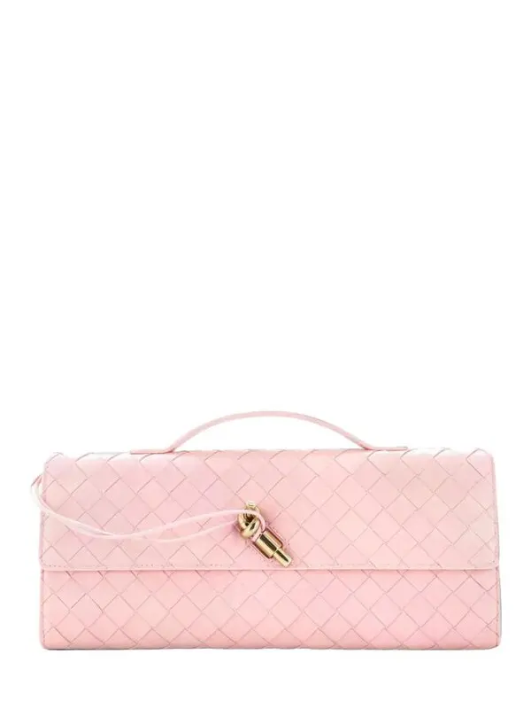 Bottega Veneta Andiamo Top Handle Intrecciato Nappa Long Clutch Bag - Pink