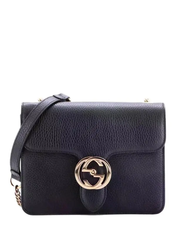 Gucci Interlocking Leather Small Shoulder Bag - Black