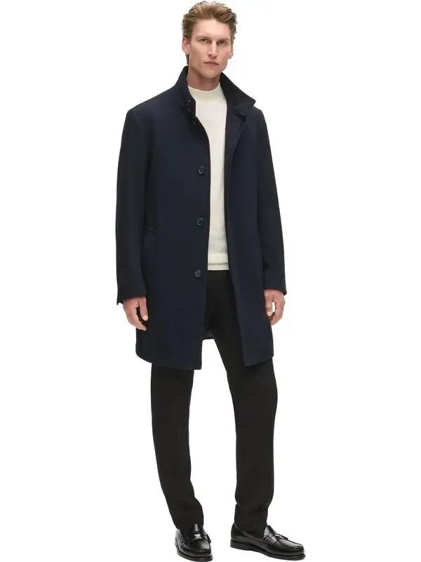 Karl Lagerfeld High-stand Collar Coat - Navy