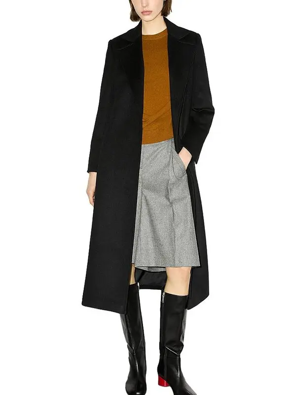 Max & Co. Longrun Wool Double Breasted Belted Coat - Black
