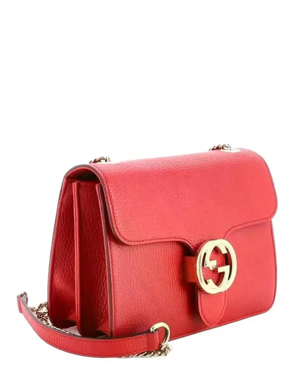 Gucci Interlocking Leather Small Shoulder Bag - Red