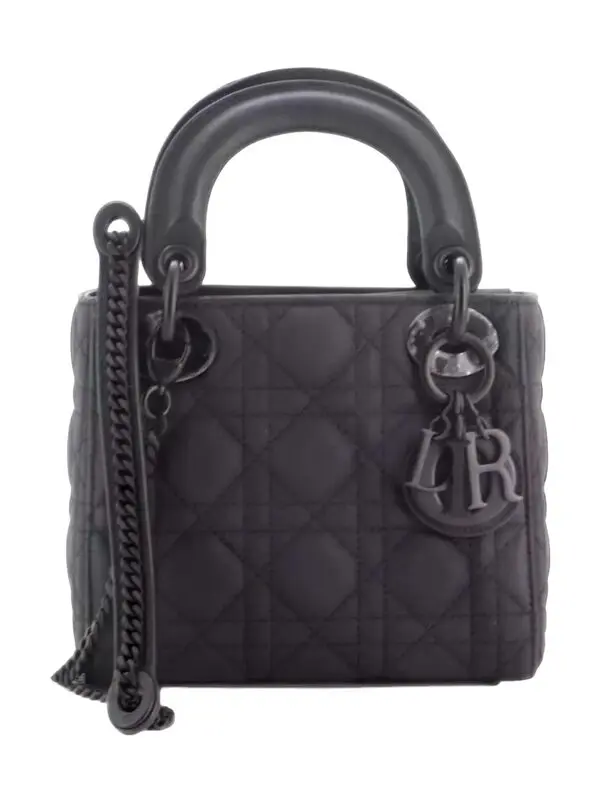 Dior Ultra Matte Lady Chain Bag Cannage Quilt Calfskin Mini Shoulder Bag - Black