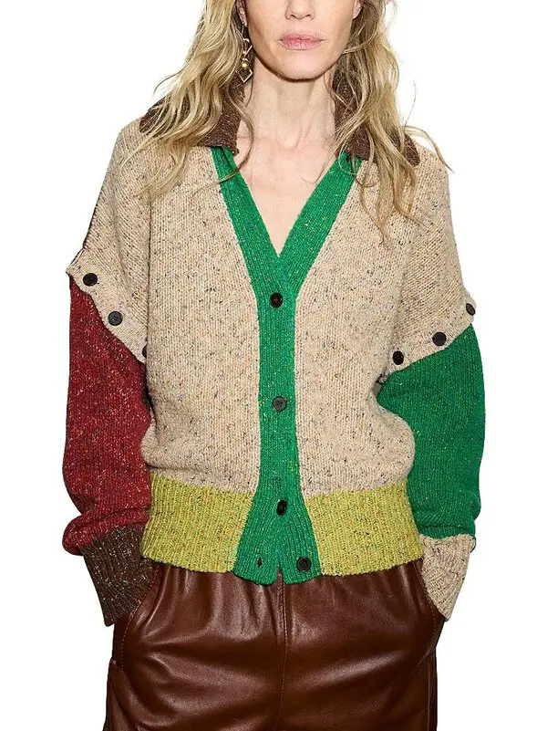 Max & Co. Fiabe Wool Detachable Sleeve Cardigan - Green